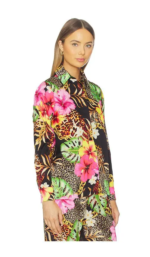 Luli Fama Printed Button-down Blouse