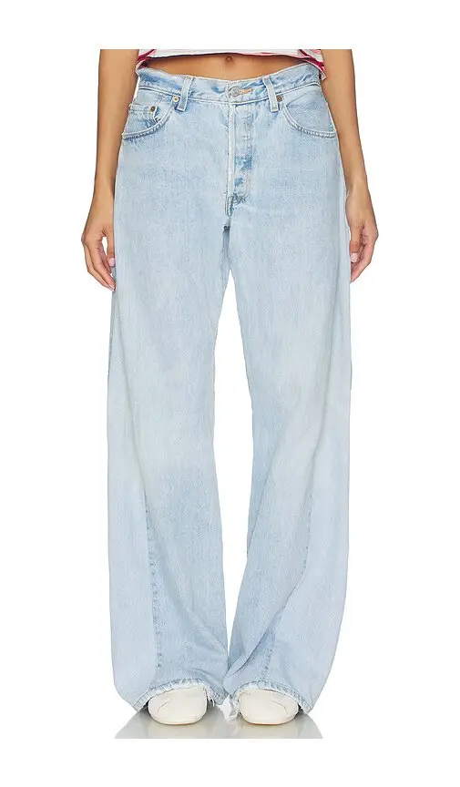 ALIGRACE Retro Oversized Wide Leg Jeans - Light