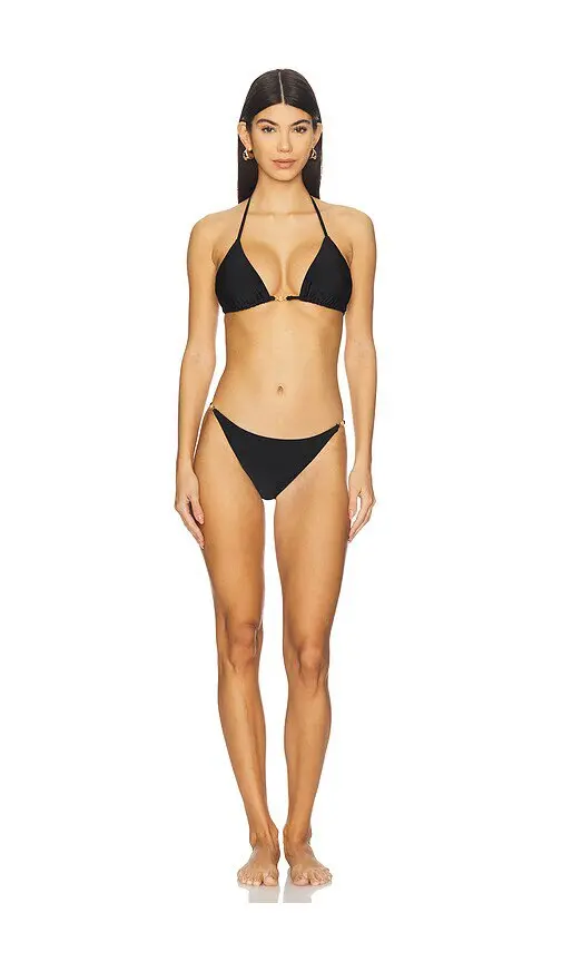 L'Agence Violet String Bikini Bottom - Black