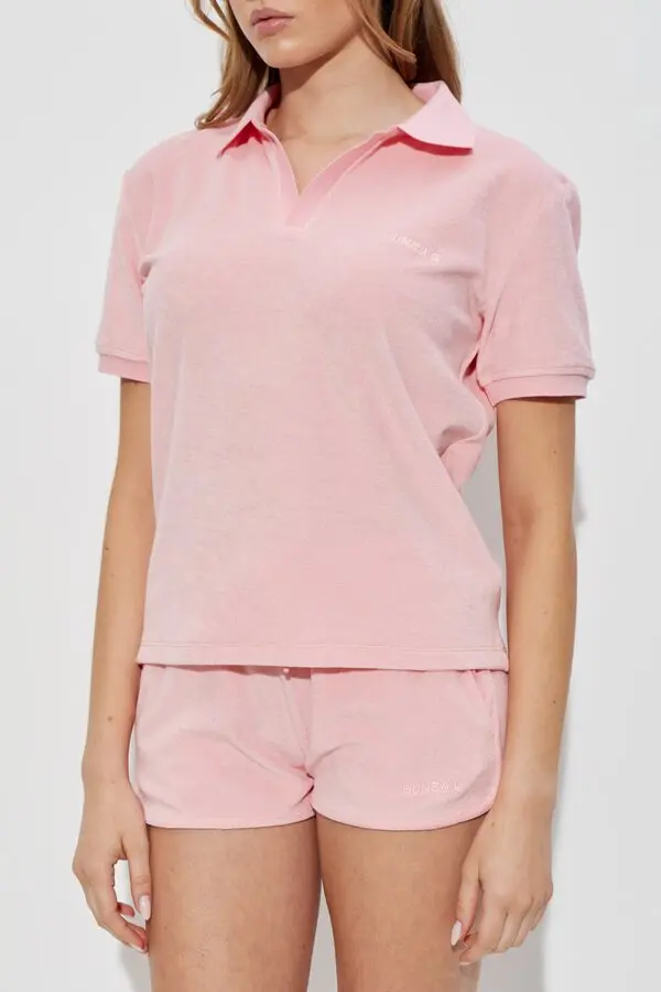 Hunza G Frotte Cotton Polo - Pink