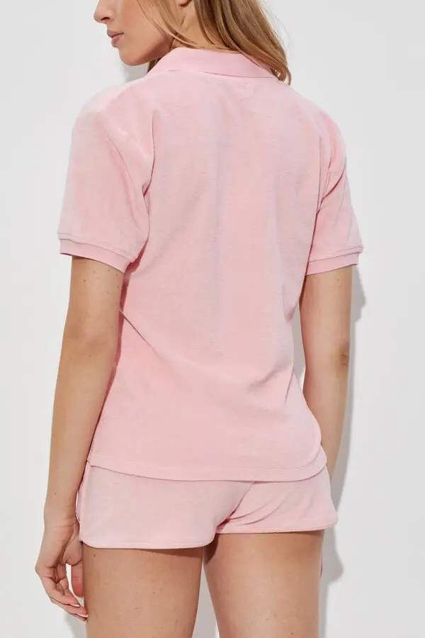 Hunza G Frotte Cotton Polo - Pink
