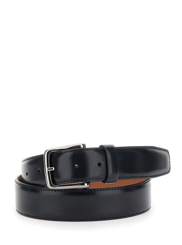 TOD'S Adjustable Leather Belt - Black