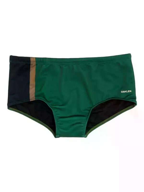 OSKLEN Riva Stripe-panel Swim Trunks - Green