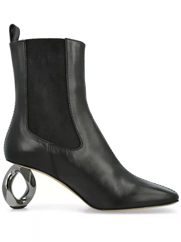 JW Anderson Chain-heel Leather Chelsea Boots - Black