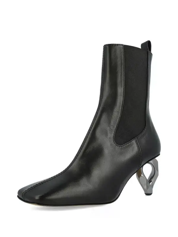 JW Anderson Chain-heel Leather Chelsea Boots - Black