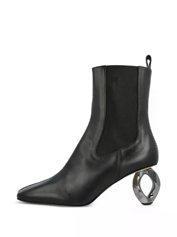 JW Anderson Chain-heel Leather Chelsea Boots - Black