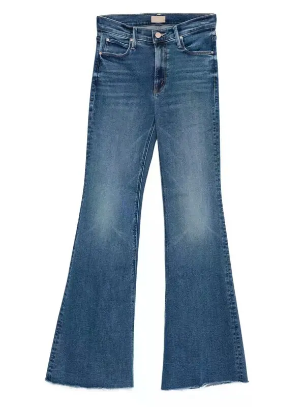 MOTHER Frayed Hem Flare Jeans - Blue