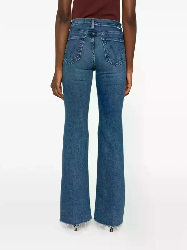 MOTHER Frayed Hem Flare Jeans - Blue