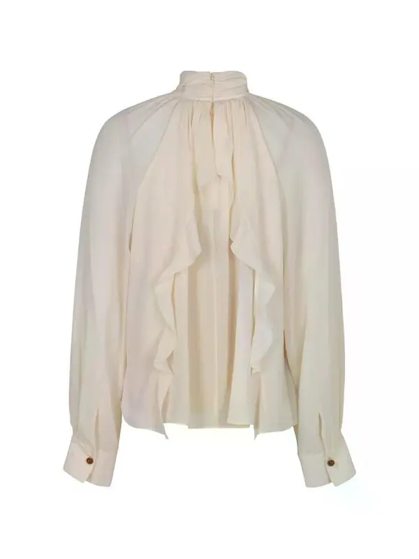 Vince Turtleneck Draped Blouse - Neutrals