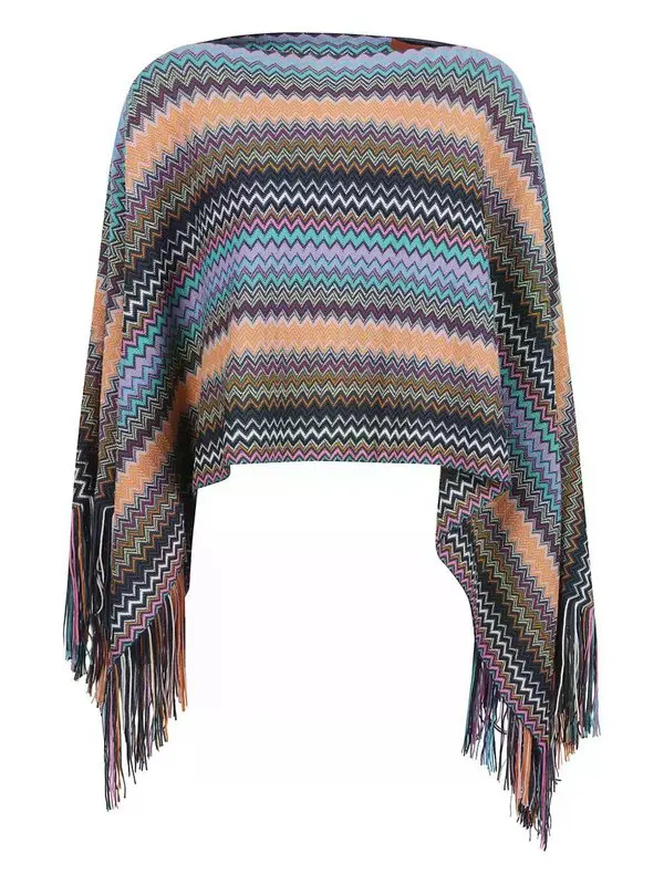 Missoni Chevron-pattern Fringed Cape - Black