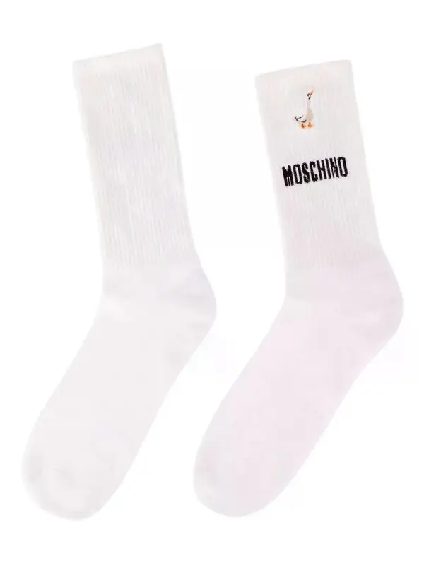 Moschino Embroidered Logo Socks - White