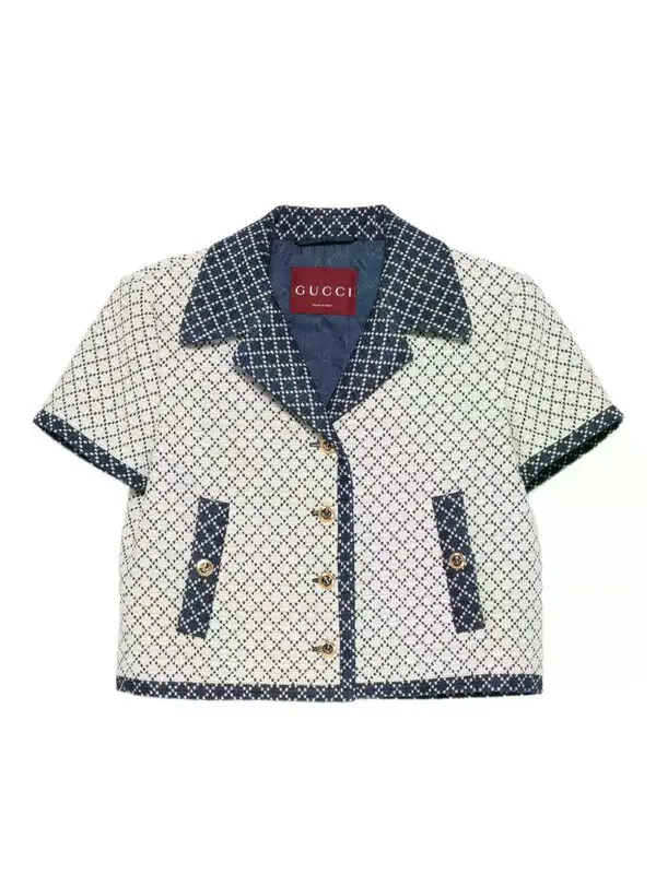 Gucci Short-sleeved Geometric-pattern Jacket - Neutrals