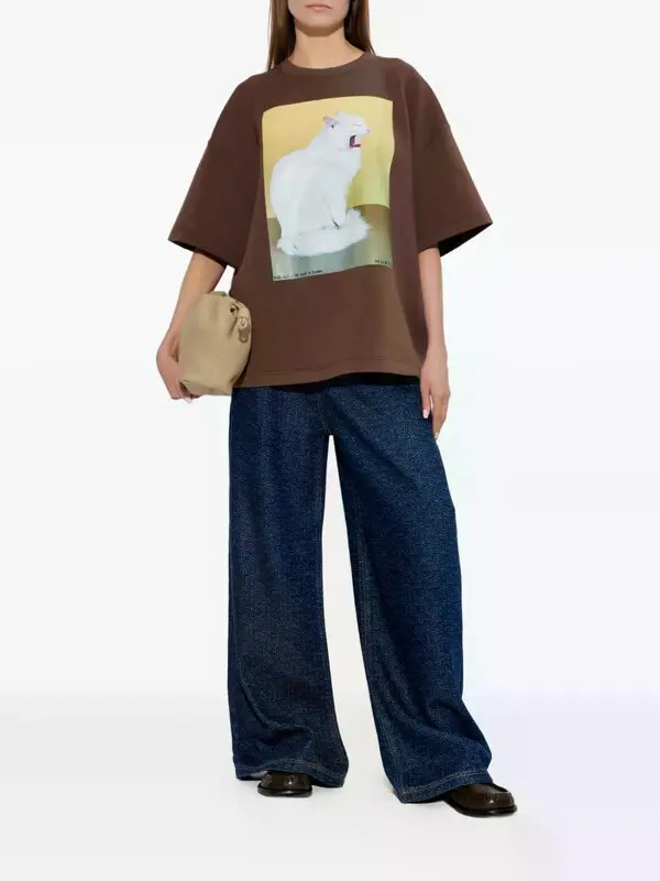 Munthe Graphic-print Cotton T-shirt - Brown