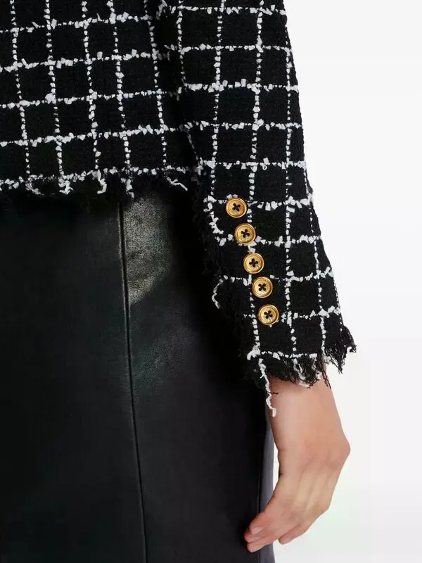 Balmain Frayed Tweed Jacket - Black