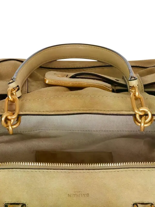 Balmain Anthem Suede Buckle Shoulder Bag