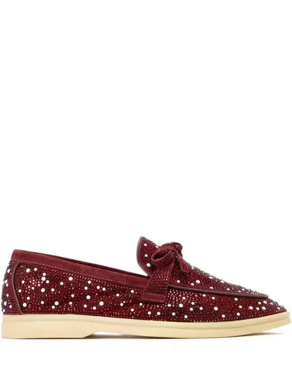NICOLI Aurelia Bow-embellished Loafers - Red