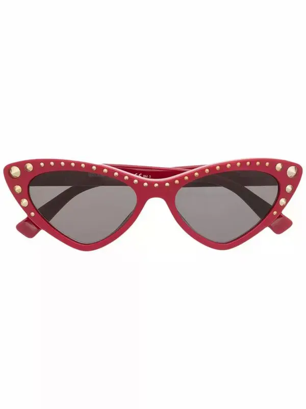 Moschino Heart-shape Frame Studded Sunglasses - Red