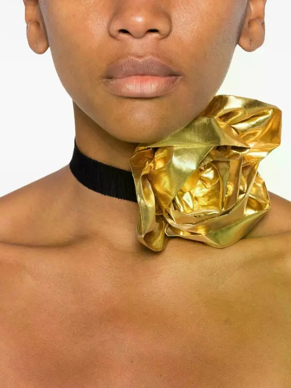 PARLOR Rose-detail Ribbon Choker
