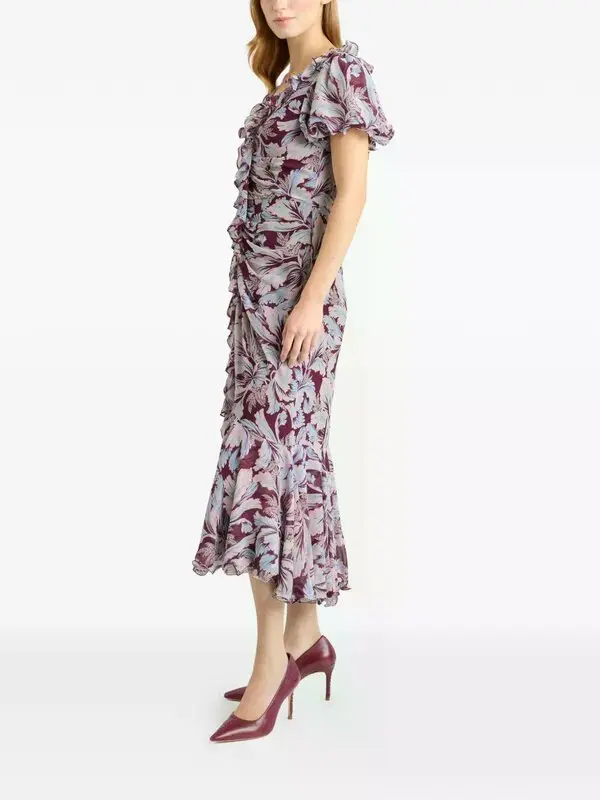 Cinq À Sept Ruffled Tulip Midi Dress - Purple