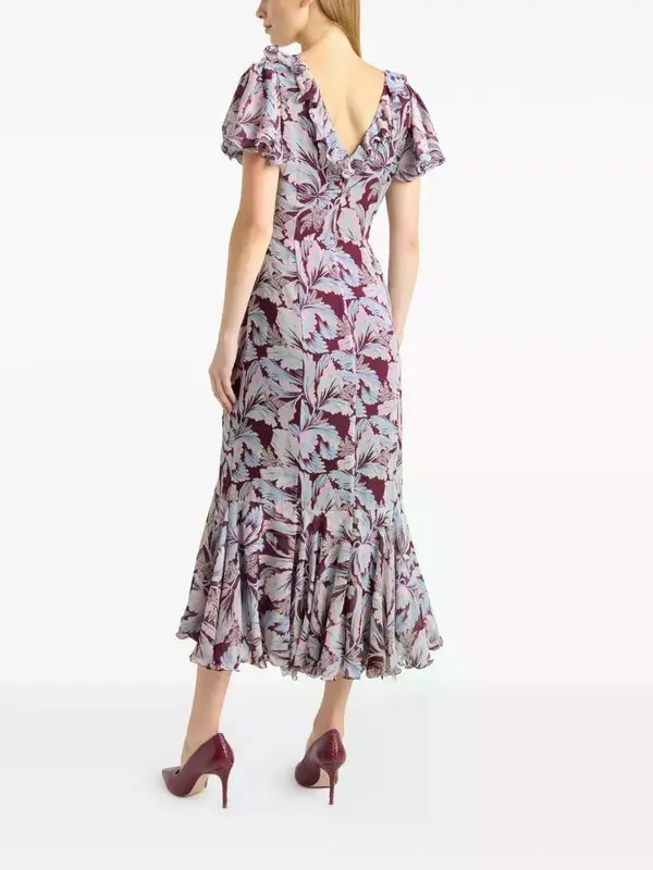 Cinq À Sept Ruffled Tulip Midi Dress - Purple