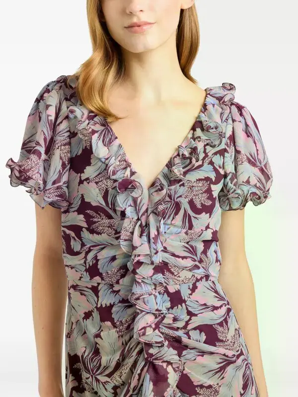 Cinq À Sept Ruffled Tulip Midi Dress - Purple