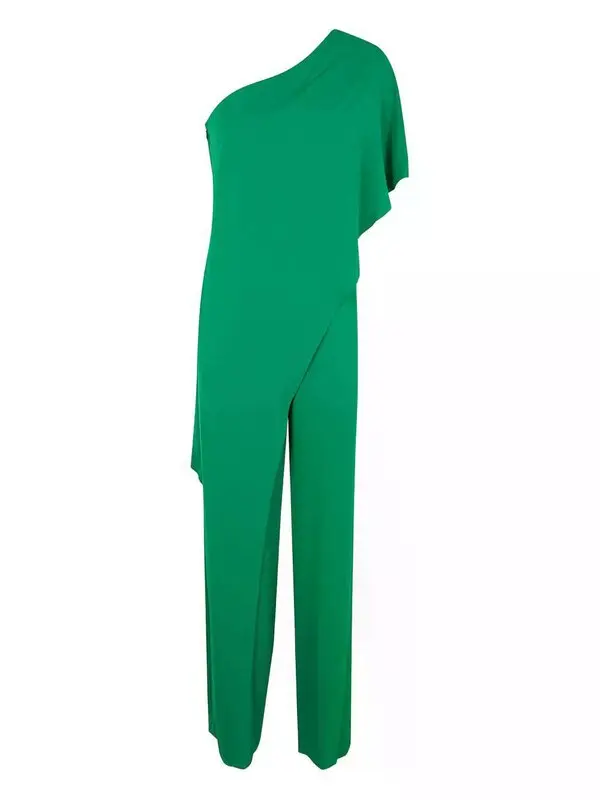 Ralph Lauren Georgette Cape One-shoulder Jumpsuit - Green