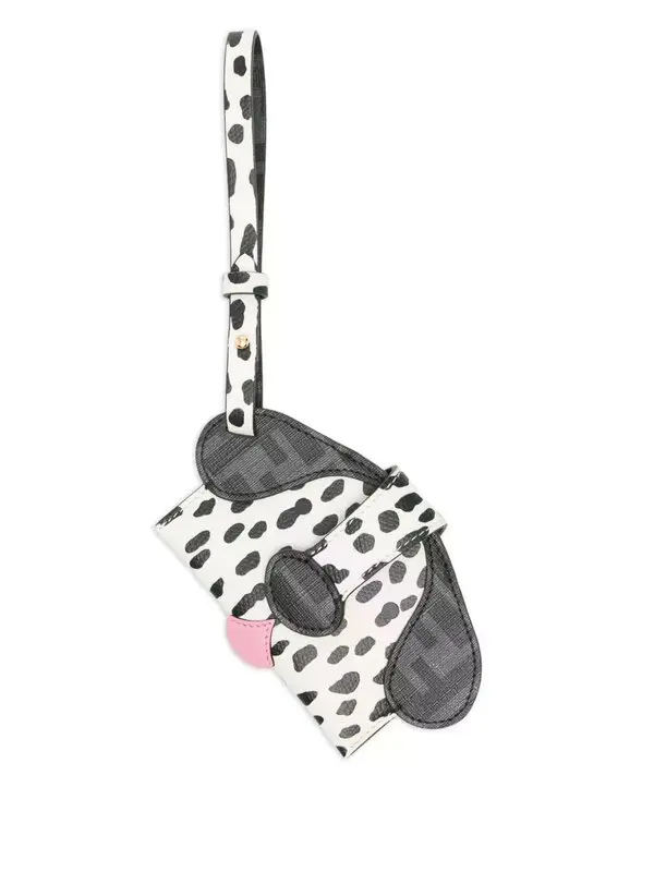 Fendi Best Friends Forever Dog-head Strap Card Case - White