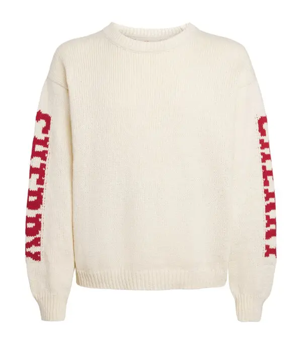 CHERRY LOS ANGELES Cotton Intarsia Logo Sweater - Beige