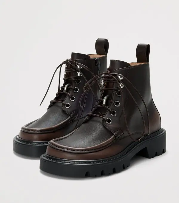 Loewe Sierra Calfskin Combat Boots - Brown
