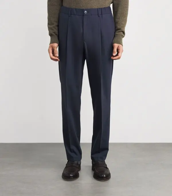 Herno Stretch Virgin Wool Trousers - Navy