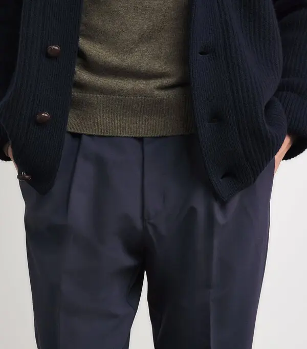 Herno Stretch Virgin Wool Trousers - Navy