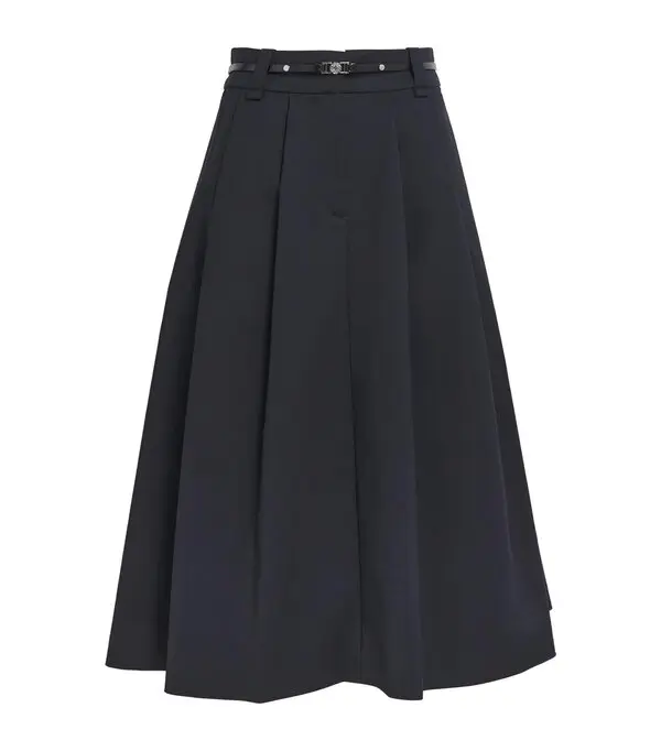 Maje Cotton-blend Belted Midi Skirt