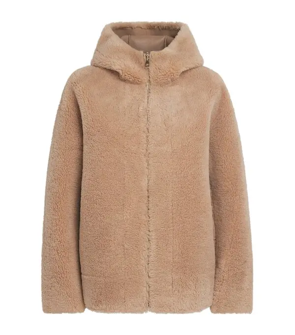 Maje Faux Shearling Zip Up Coat