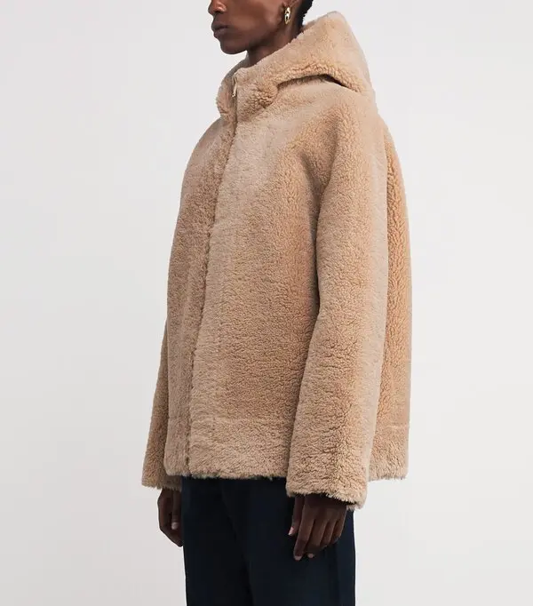 Maje Faux Shearling Zip Up Coat