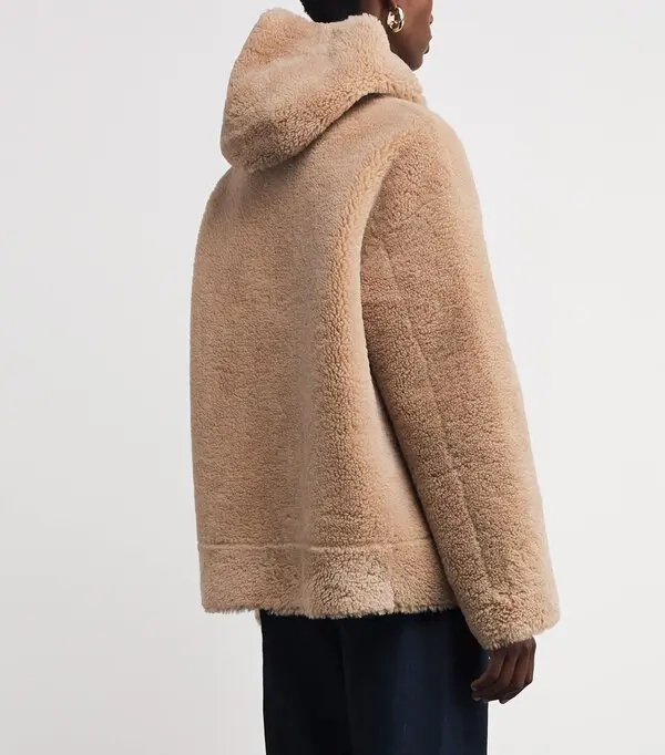 Maje Faux Shearling Zip Up Coat