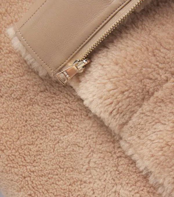 Maje Faux Shearling Zip Up Coat