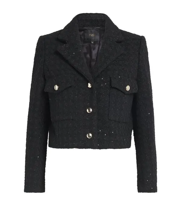 Maje Sequined Tweed Cropped Jacket