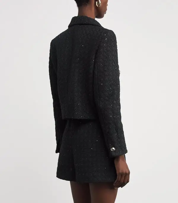 Maje Sequined Tweed Cropped Jacket