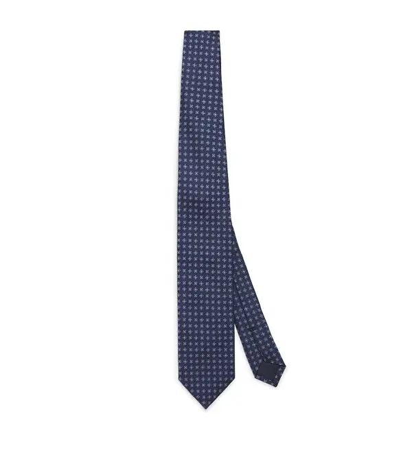 Corneliani Silk Micro Madras Pattern Neck Tie - Blue
