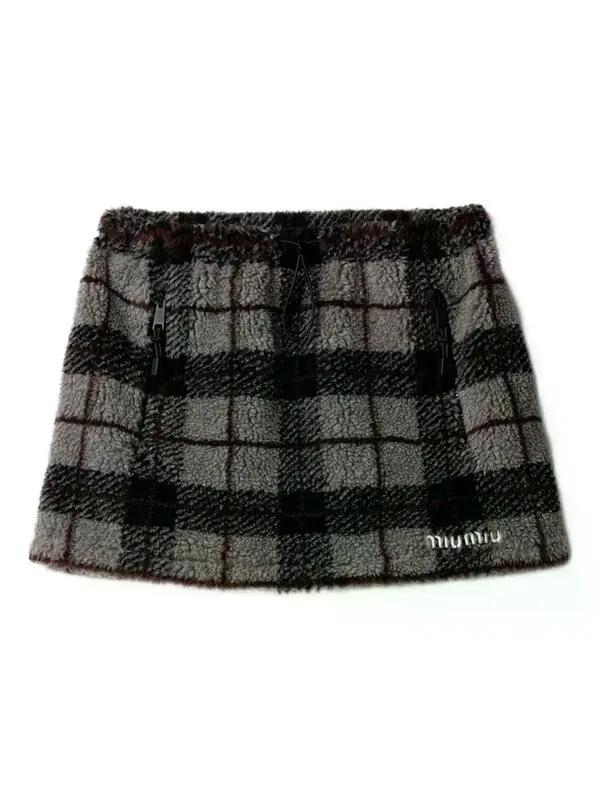 Miu Miu Checked Mini Skirt - Grey