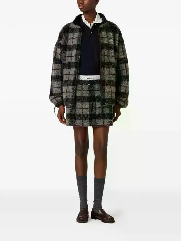 Miu Miu Checked Mini Skirt - Grey