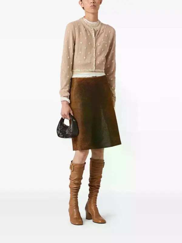 Miu Miu Embroidered Cashmere Cardigan - Neutrals