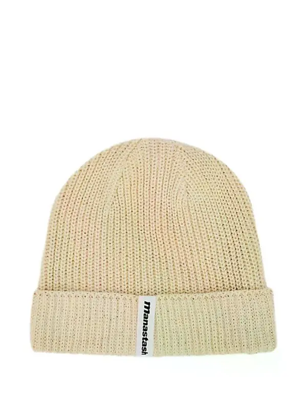 MANASTASH Ribbed Logo Beanie - Neutrals