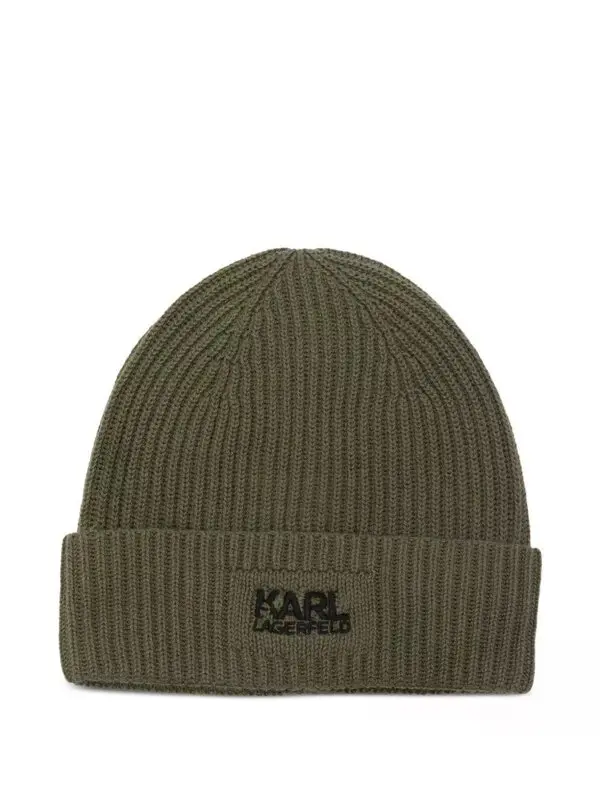 Karl Lagerfeld Logo-embroidered Beanie - Green