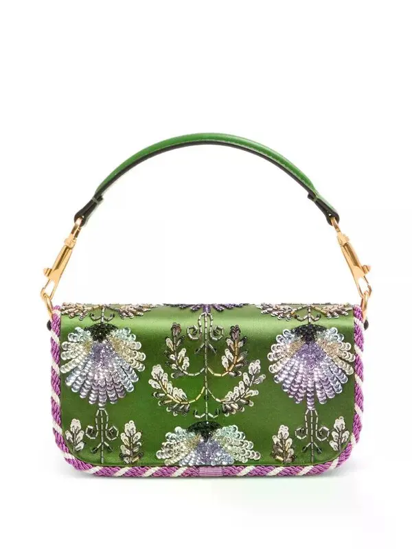 Valentino Garavani Locò Small Embroidered Shoulder Bag With Jewel Logo