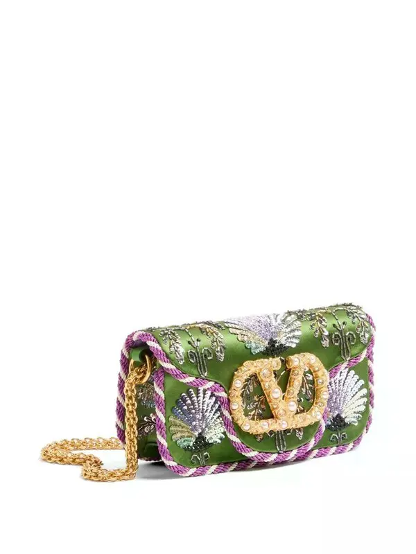 Valentino Garavani Locò Small Embroidered Shoulder Bag With Jewel Logo