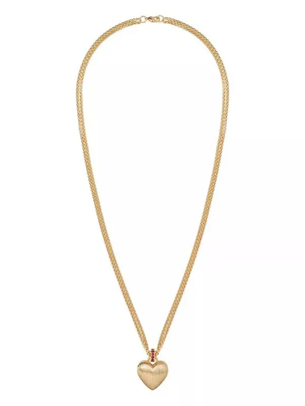 ROXANNE ASSOULIN Mini Florentine Heart Pendant Necklace - Gold