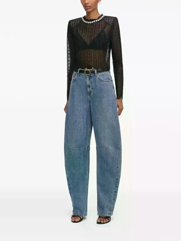 SELF-PORTRAIT Crystal-embellished Lace Top