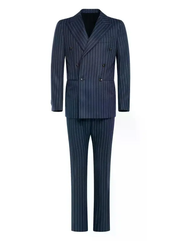 FRANZESE COLLECTION Double-breasted Pinstripe Suit - Blue