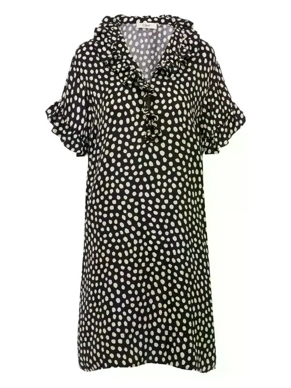 Chloé Polka-dot Ruffled Dress
